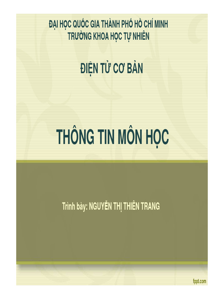 Dien Tu Co Ban Nguyen Thi Thien Trang DTCB Syllabus (Cuuduongthancong - Com) | PDF
