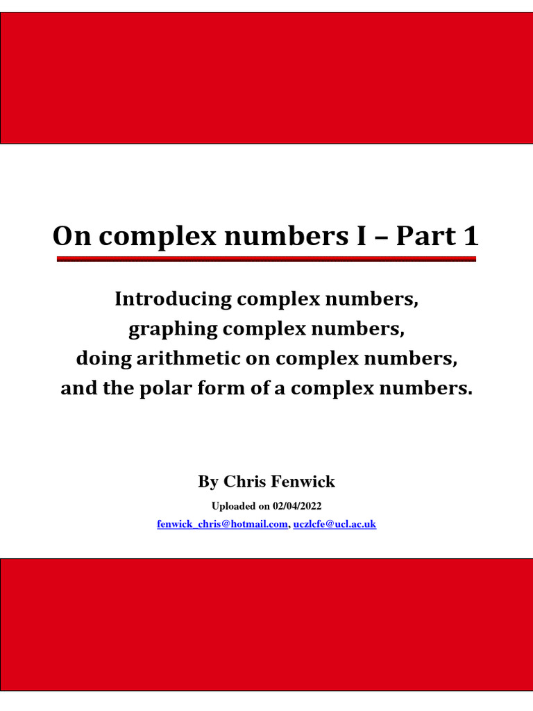 Maths - Complex Numbers 01 - Part 1 | PDF | Complex Number | Quadratic ...