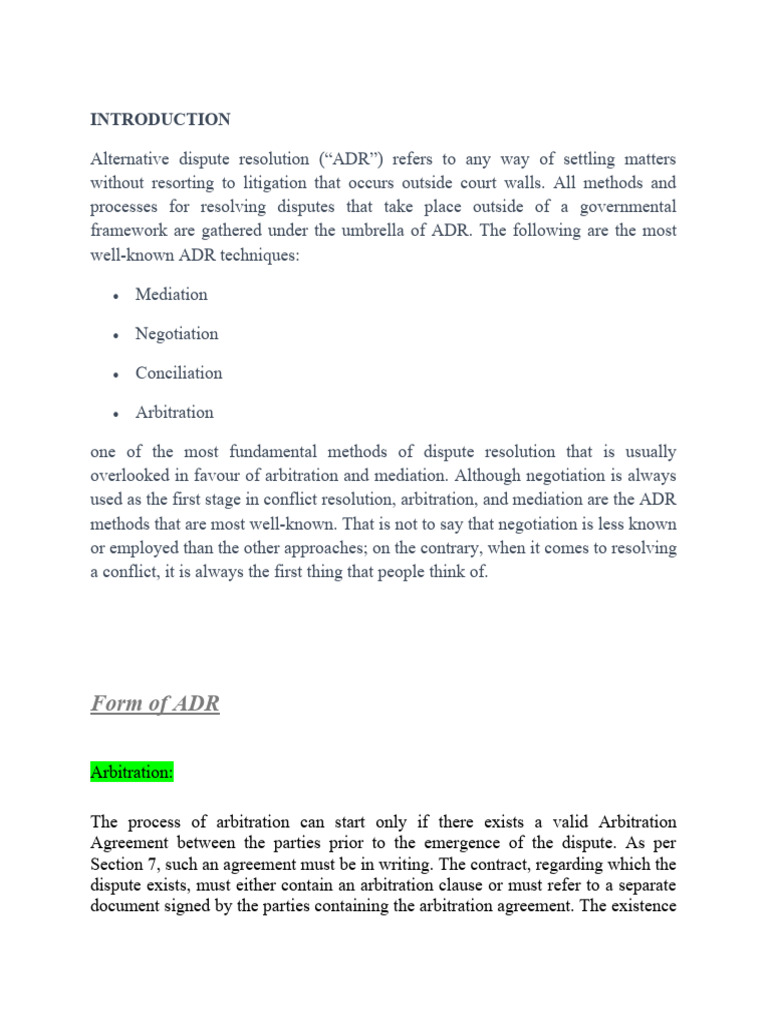 Adr LLB | PDF | Alternative Dispute Resolution | Mediation