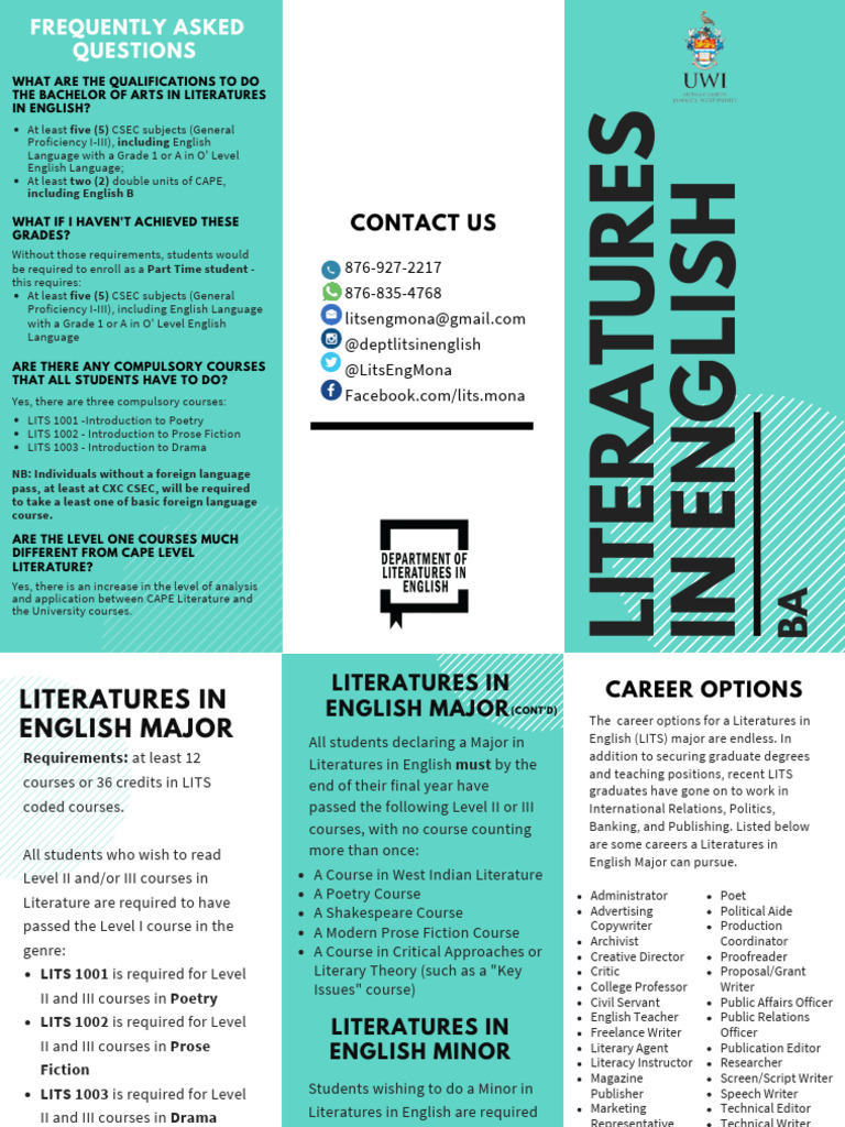 Lit Major Brochure 1 | Download Free PDF | Writers | Poetry