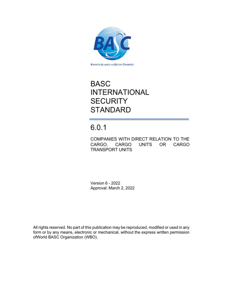 Basc International Security Standard 6.0.1 | PDF | Information Security | Computer Security