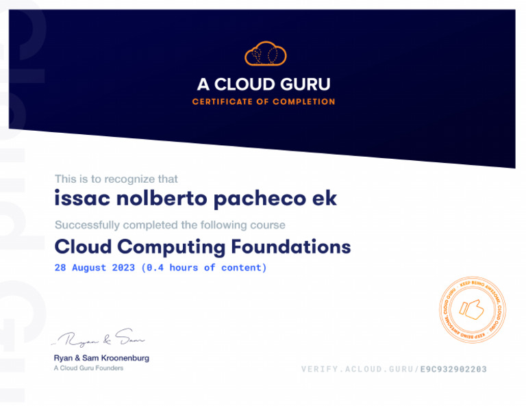 Certificado - Cloud Computinh Foundations | PDF