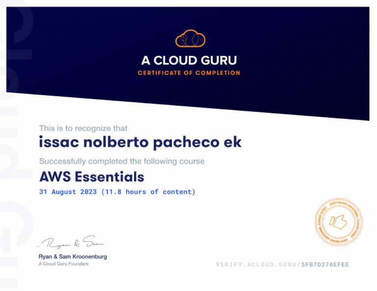 Certificado - AWS Essentials | PDF