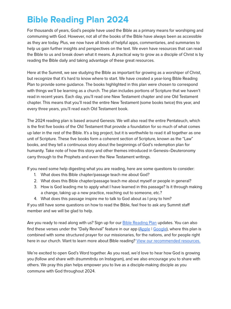 2024 TSC BibleReadingPlan | PDF | Bible | Old Testament