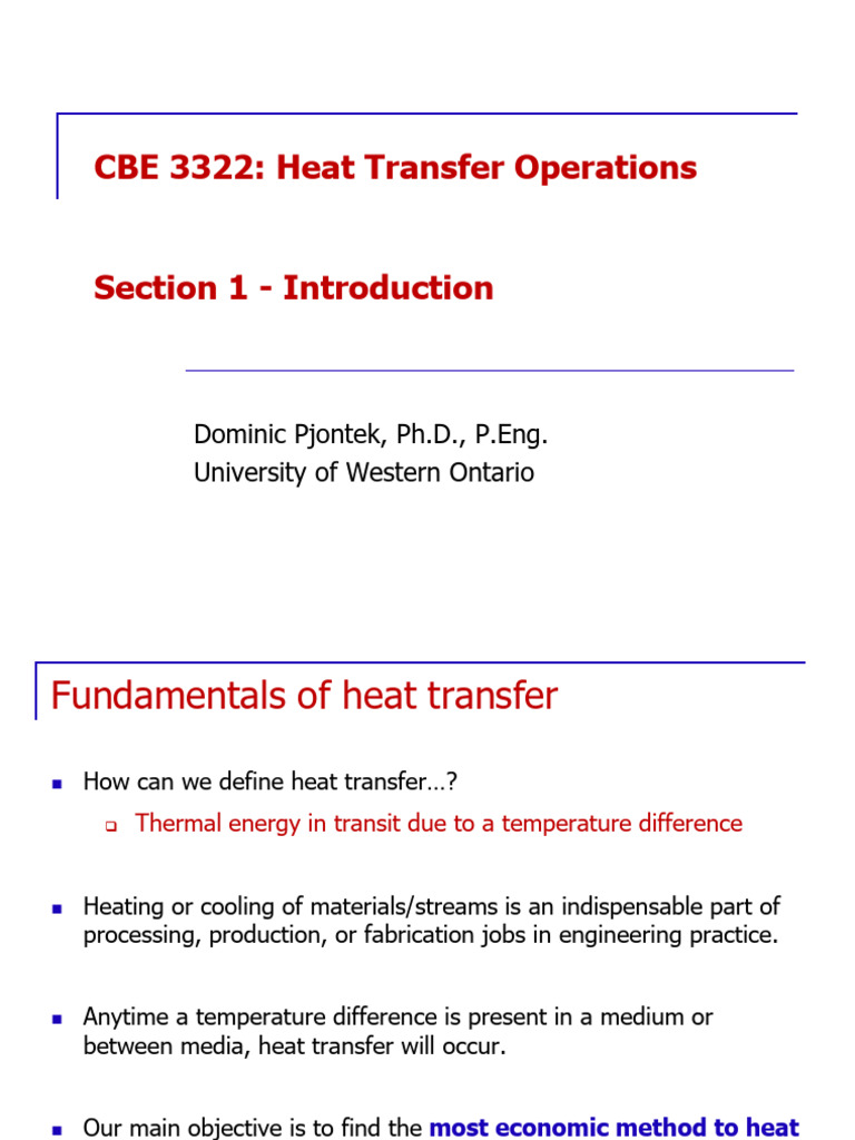 Section 1-Introduction | PDF | Heat Transfer | Heat