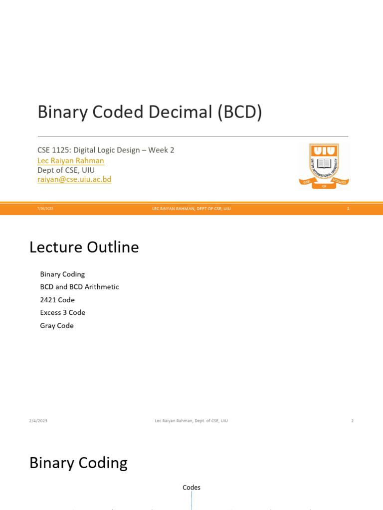 DLD Week 3 | PDF | Binary Coded Decimal | Subtraction