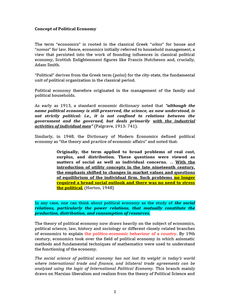 Concept of Political Economy | PDF | Political Economy | Economics