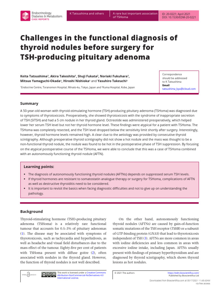 TSHoma and AFTN: A Rare Case Study | PDF | Thyroid Stimulating Hormone ...