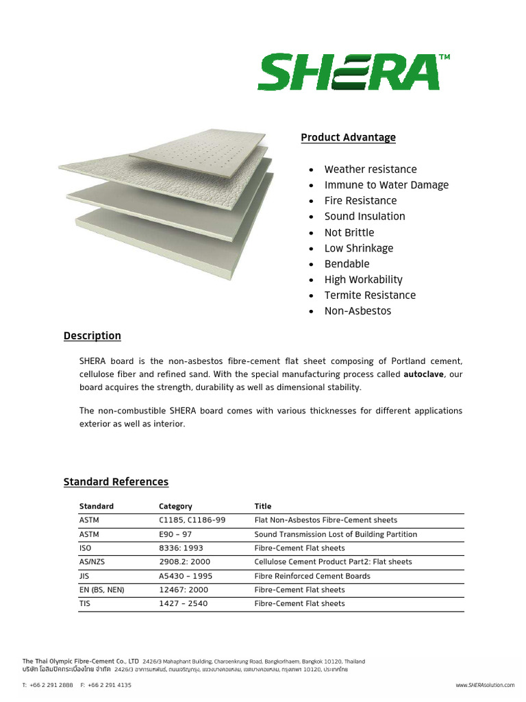 SHERA Board Specifications and Applications | PDF | Architectural ...
