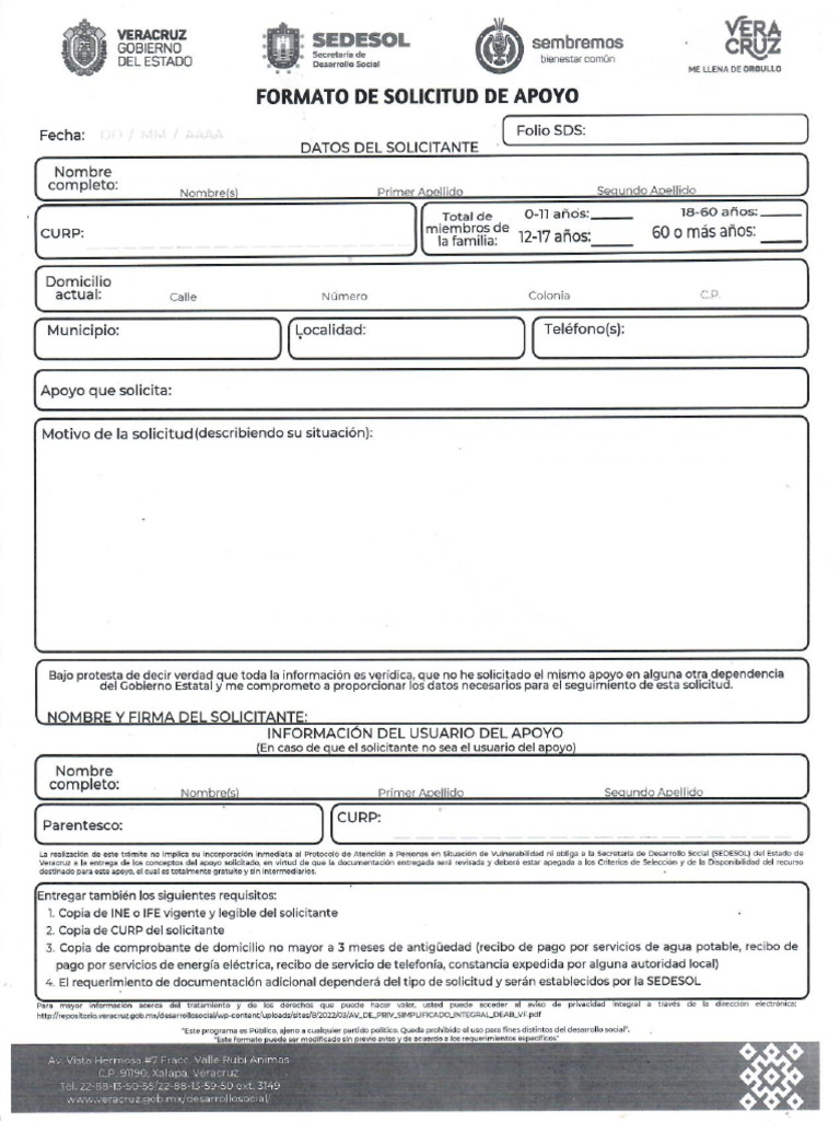 Formatojjdjs de solicitud de apoyo | PDF