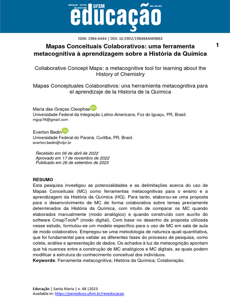Mapas Conceituais Colaborativos Uma Ferramenta Met | PDF | Aprendizado | Pensamento