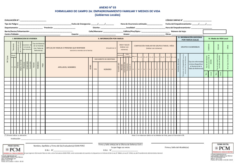Formulario 2A: Empadronamiento Familiar | PDF