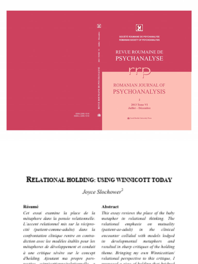 Relational_holding_using_Winnicott_today | PDF | Psychoanalysis | Shame