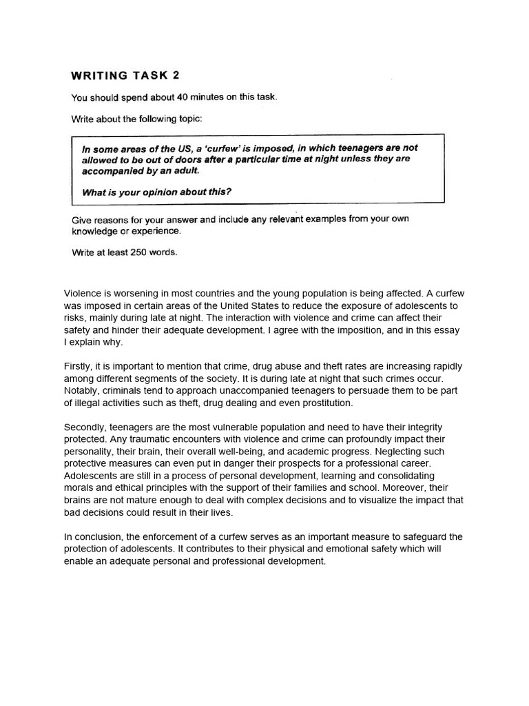 Writing task 2_curfew (1) | PDF