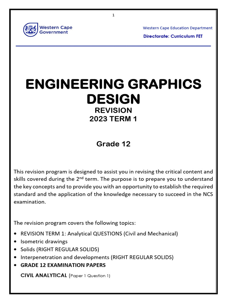 Engineering Graphics Design Term1 Revision Pack_2023 | PDF | Toilet ...