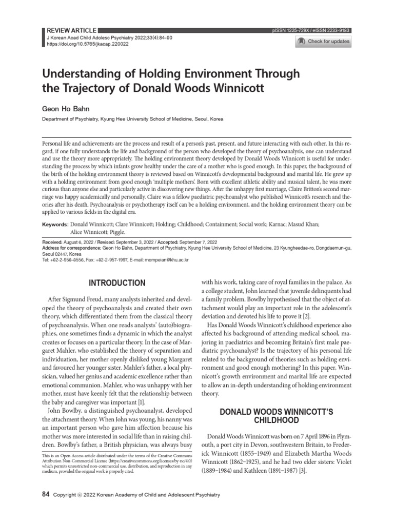 Understanding of Holding Environment Through The T | PDF ...