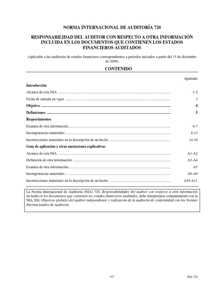 Nia #720 | PDF | Contralor | Auditoría