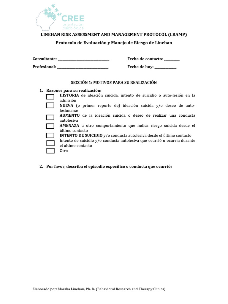 Protocolo LRAMP de Evaluación de Riesgo | PDF | Suicidio | Comportamiento