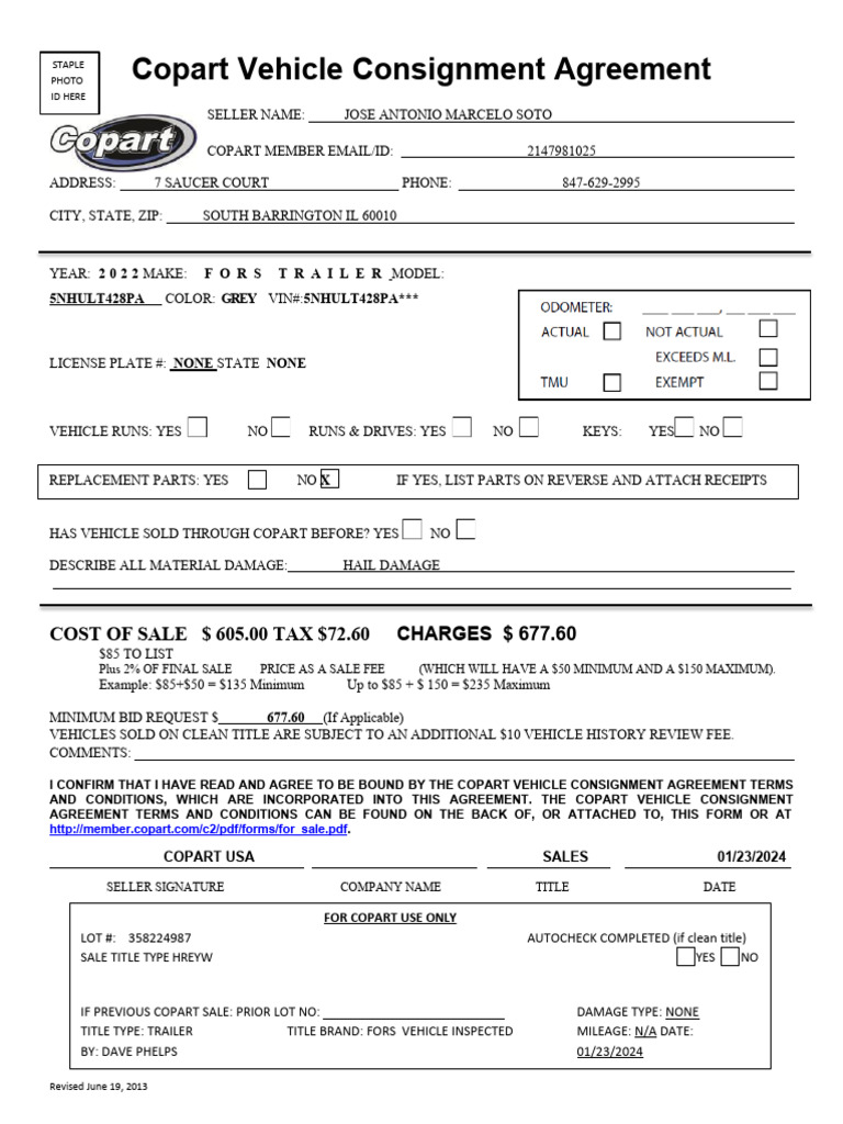 Vehicle Consignment Agreement | Download Free PDF | Legal Liability | Sales