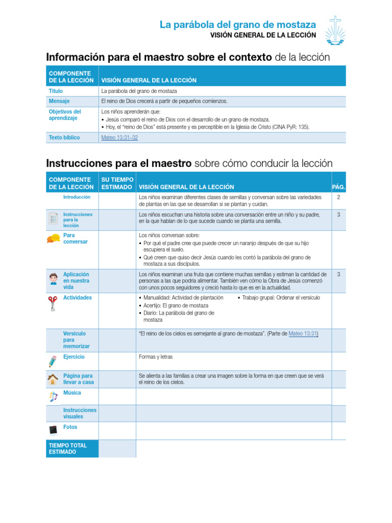 La Parábola Del Grano de Mostaza | PDF | Parábolas de Jesús | Jesús