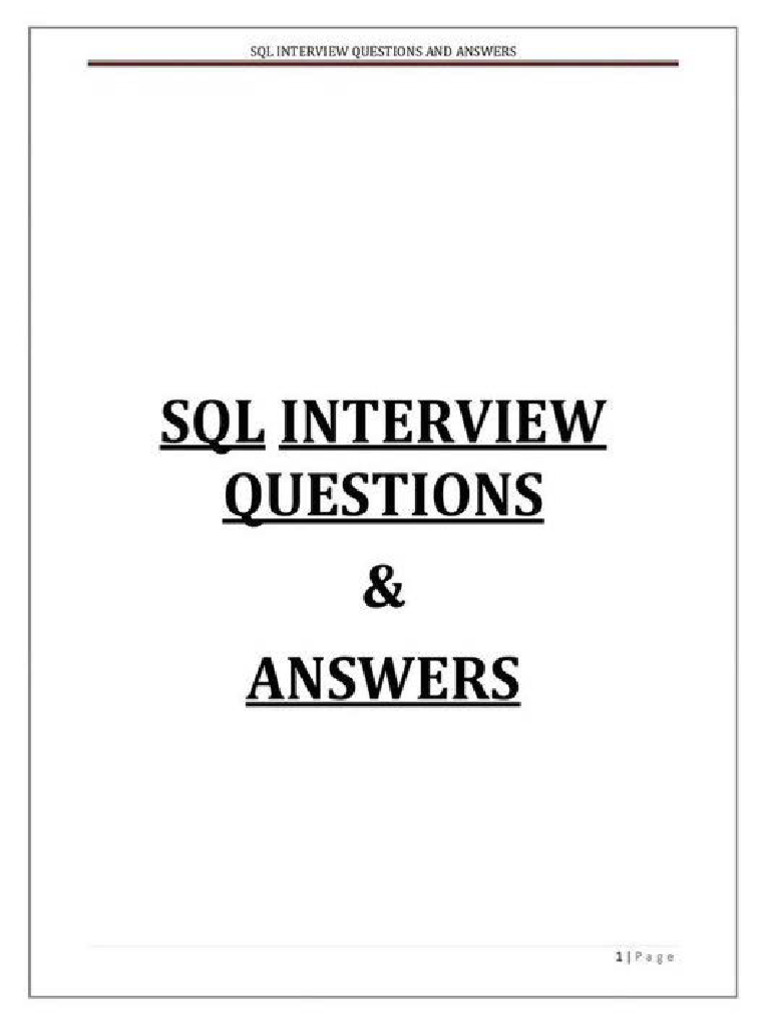 SQL Interview Questions & Answers | PDF