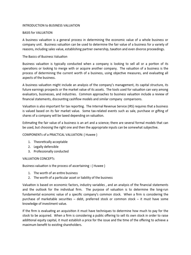 Business Valuation Fundamentals in the UK | PDF | Valuation (Finance ...
