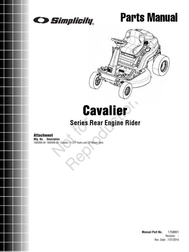 Lawnmower SIMPLICITY Cavalier | PDF | Screw | Axle