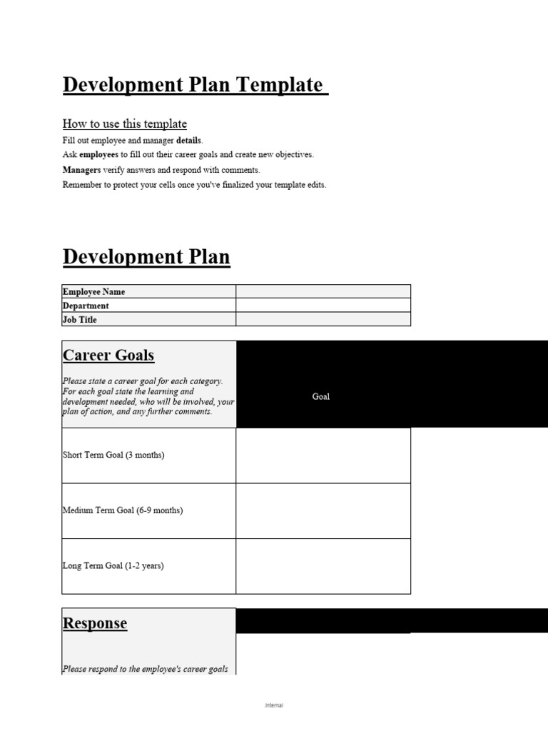 Career Development Plan Template Free Personal Development Plan Layout
