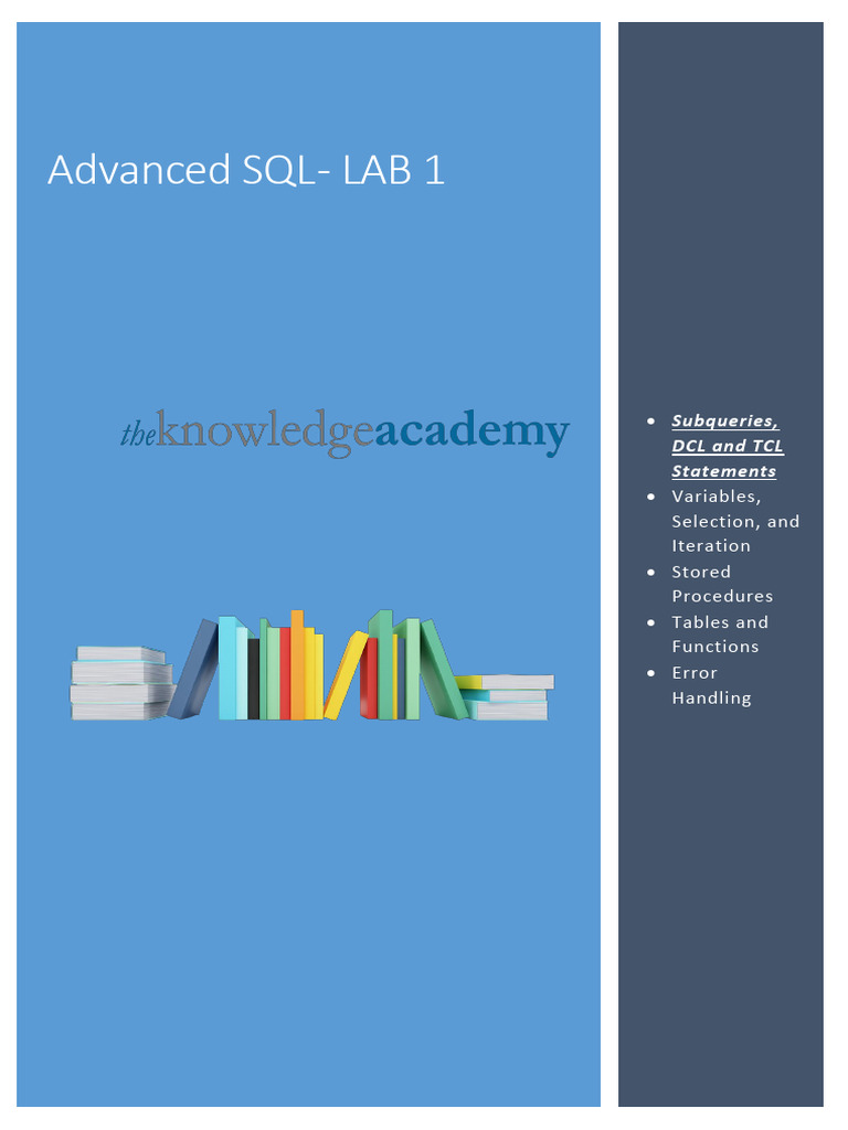 Advanced SQL - LAB 1 | PDF | Database Transaction | Databases