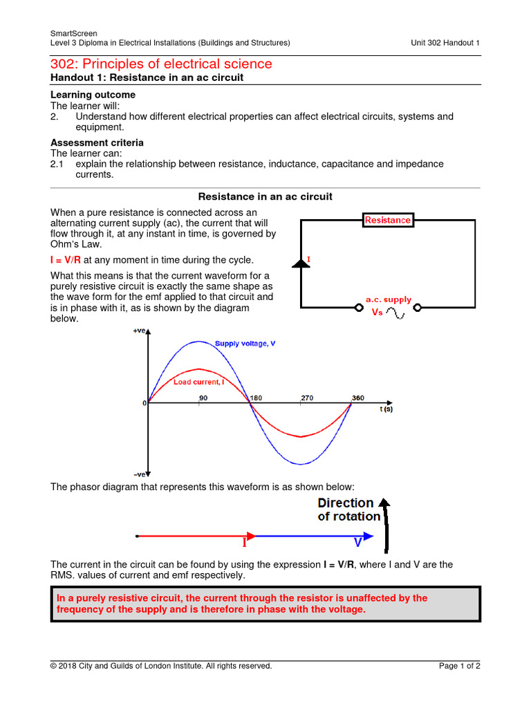 L3 302 01 Handout Resistance Ac 2017 Pdf Electrical