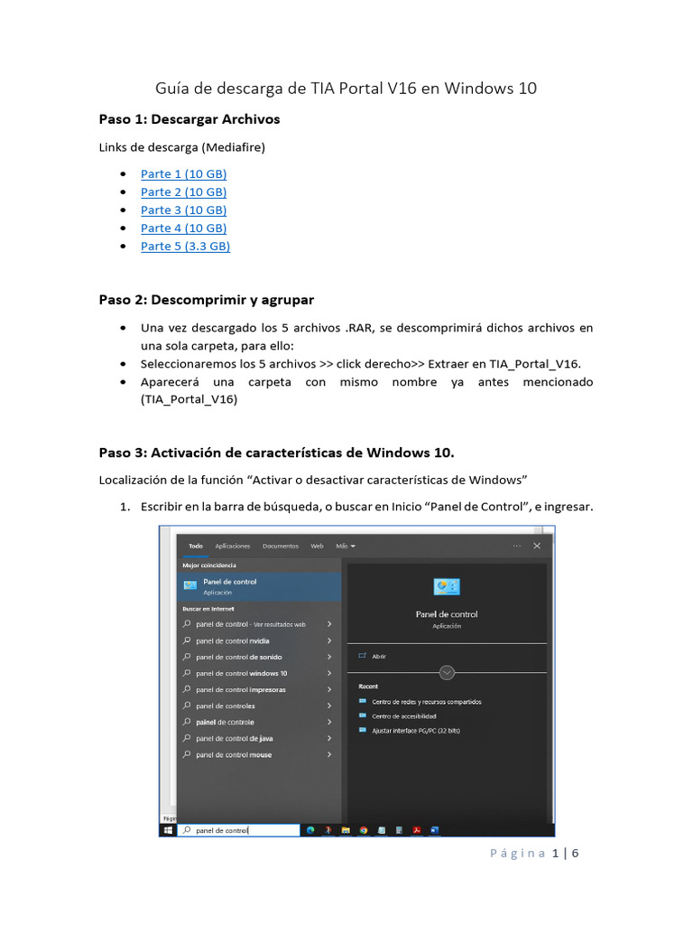 Guía de Descarga de TIA Portal V16 - Windows 10 | PDF | Archivo de computadora | Windows 10
