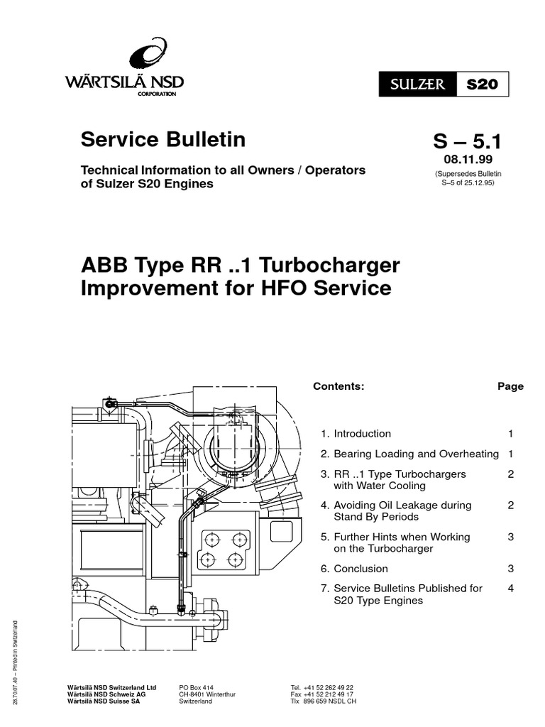 Service Bulletin S - 5.1: Technical Information To All Owners ...
