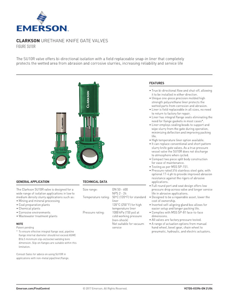 Clarkson Brochure SU10R | PDF | Valve | Gas Technologies