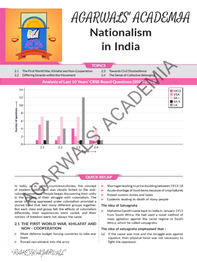 Cbse Class 10 Social Science Nationalism Notes | PDF | Mahatma Gandhi ...