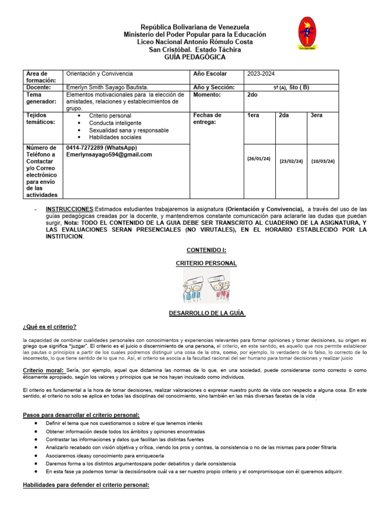 Guía-pedagogica-Orientación-y-Convivencia-Profesora-emerlyn (2) | PDF ... Guía-pedagogica-Orientación-y-Convivencia-Profesora-emerlyn (2) | PDF ...