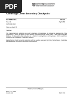 Cambridge Checkpoint Oct 22 Marking Scheme | PDF