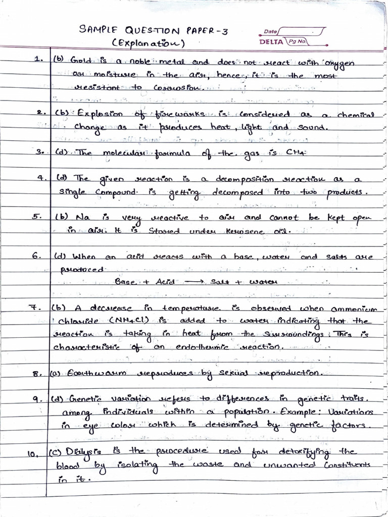 Sample Paper 3 (Explanations) | PDF