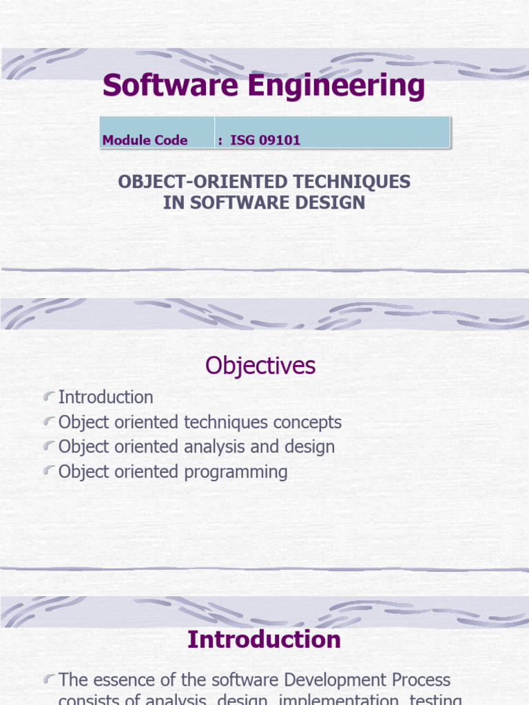 Lecture OO Techniques | PDF | Object Oriented Programming | Object (Computer Science)