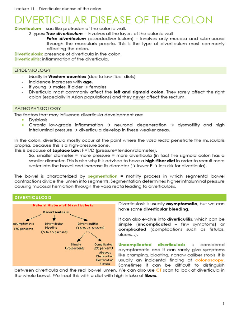 Diverticular Disease of The Colon | PDF | Human Diseases And Disorders ...