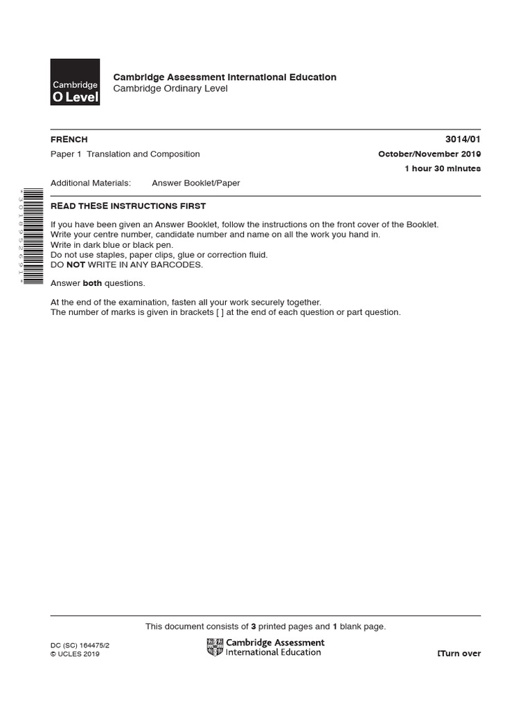Cambridge Ordinary Level: Cambridge Assessment International Education ...