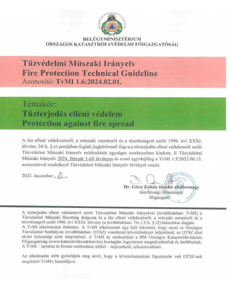Tűzterjedés Elleni Védelem TvMI | PDF