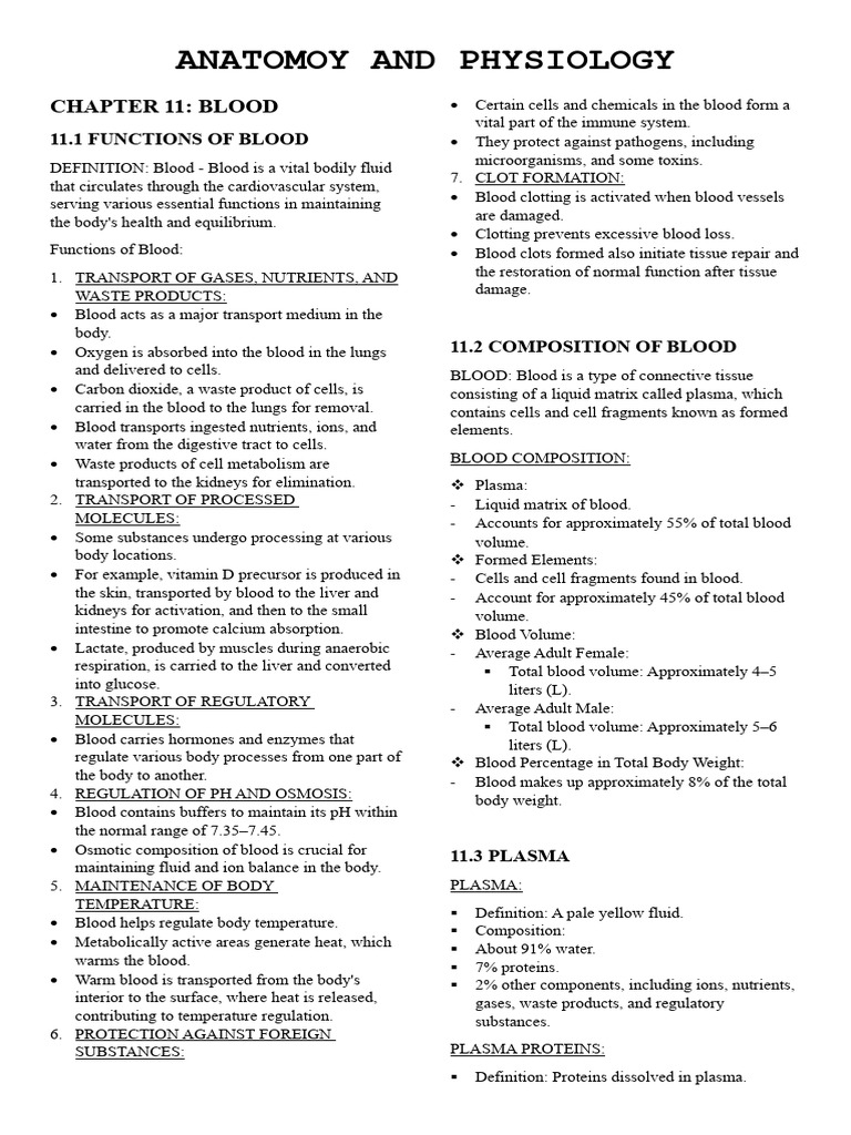 CHAPTER 11 ANAPHY Transes | PDF | White Blood Cell | Coagulation