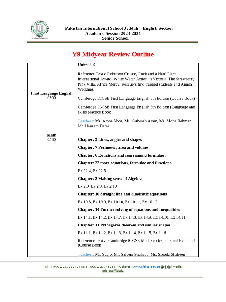 Y9 Midyear Review Outline | PDF | Muhammad | Hadith