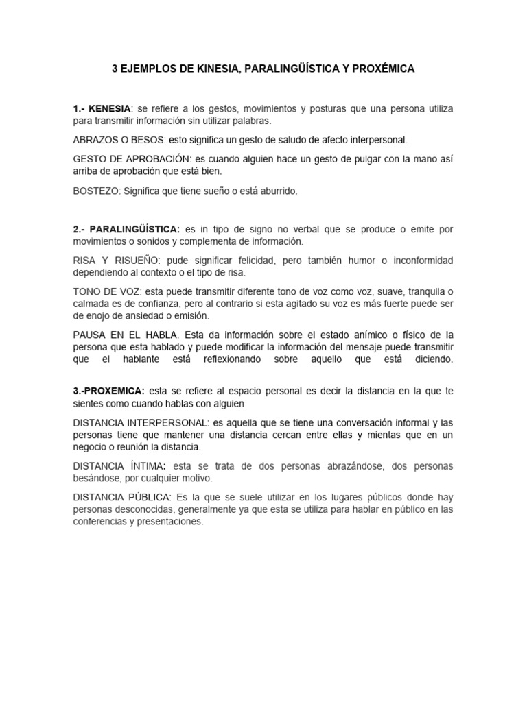 3 Ejemplos de Kinesia | PDF