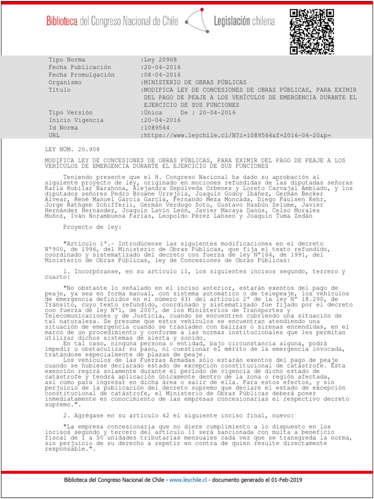 Ley 20908 - 20 Abr 2016 | PDF | Chile | Gobierno