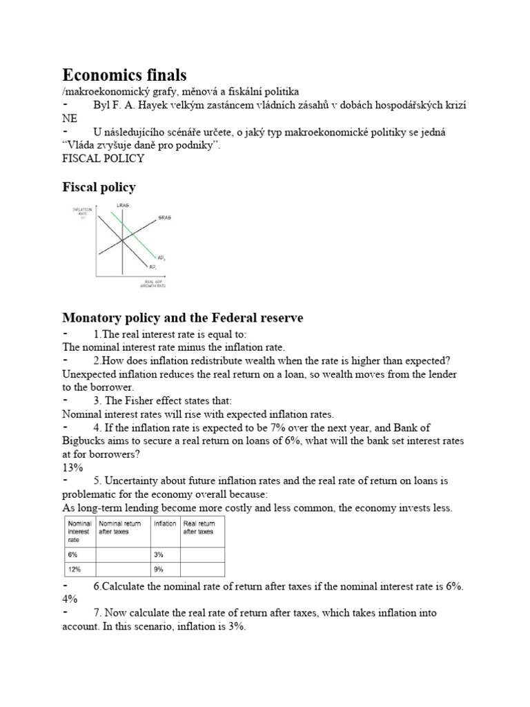 Economics Finals Preparation Material | PDF | Inflation | Money Supply