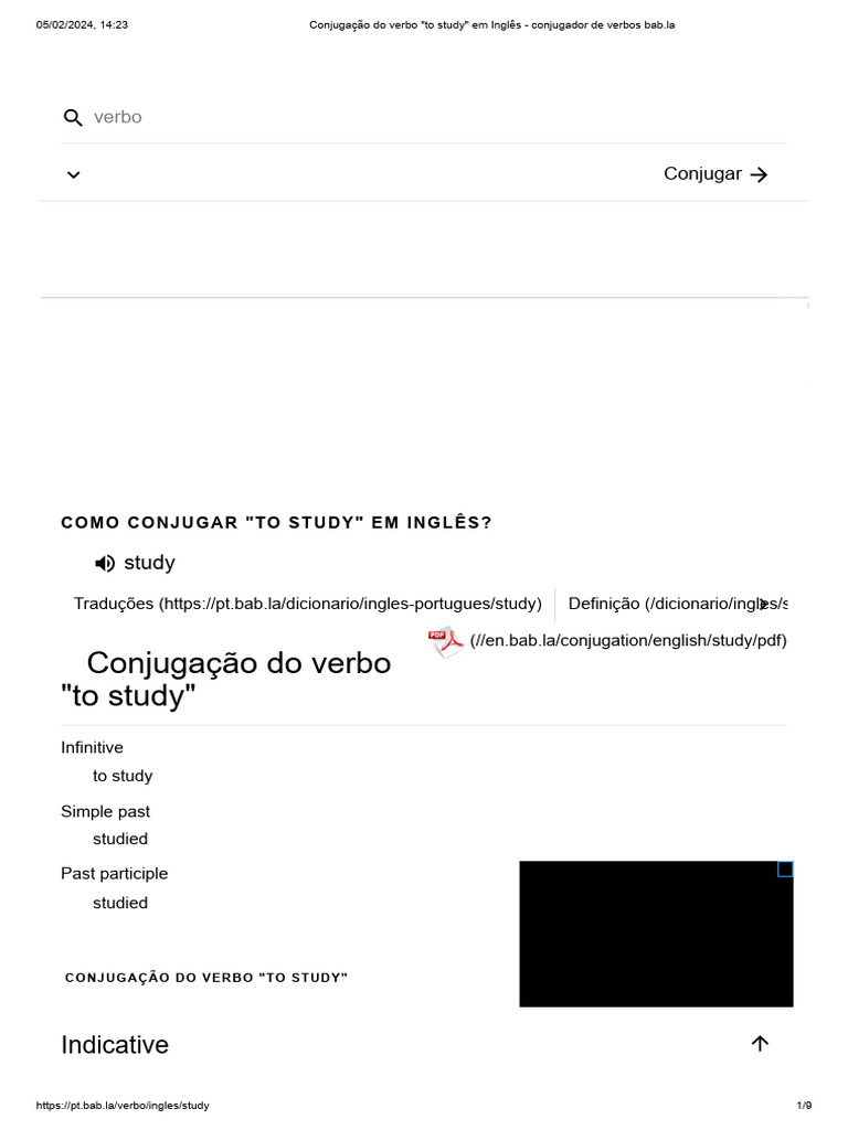 Conjugação Do Verbo - To Study - em Inglês - Conjugador de Verbos Bab ...