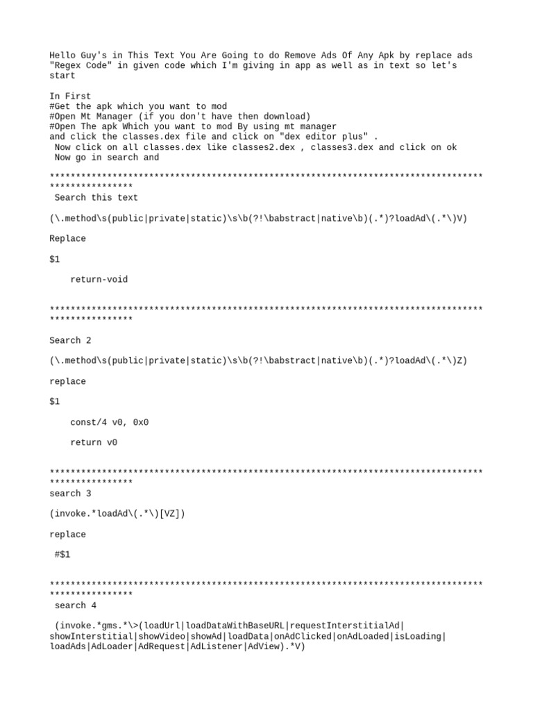 Ads Remove - Regex Code | PDF | Mobile Computers | Software