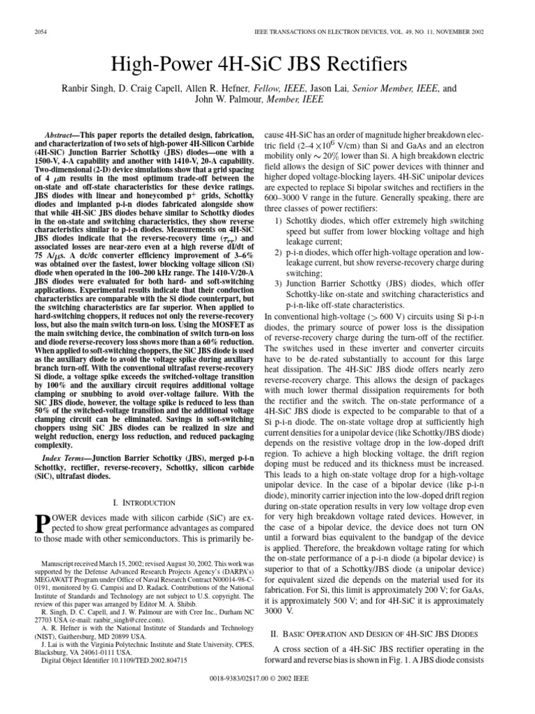 High-Power 4H-SiC JBS Rectifiers | PDF | Diode | Capacitor