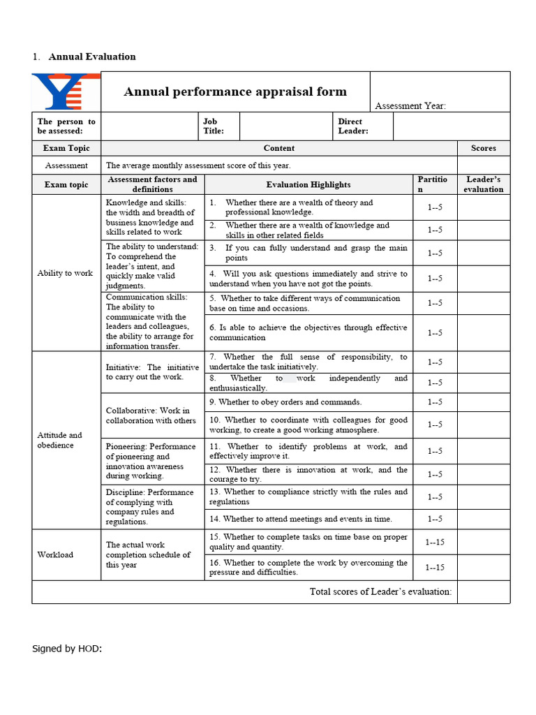 J Jawahar Vicky YISCM-1590 Annual (Performance Appraisal System) Form ...